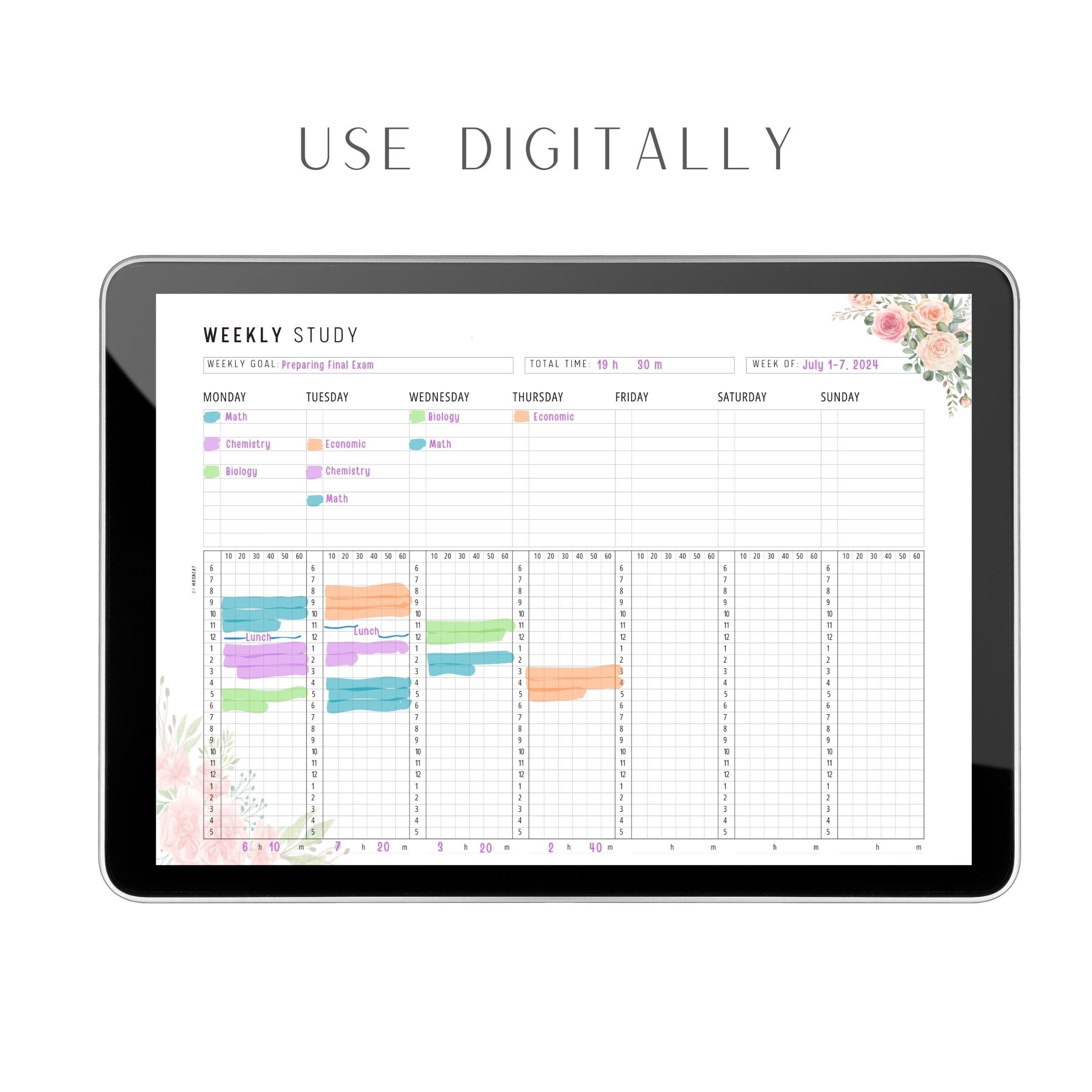 Weekly Study Planner Template Study Tracker Printable Floral - Etsy