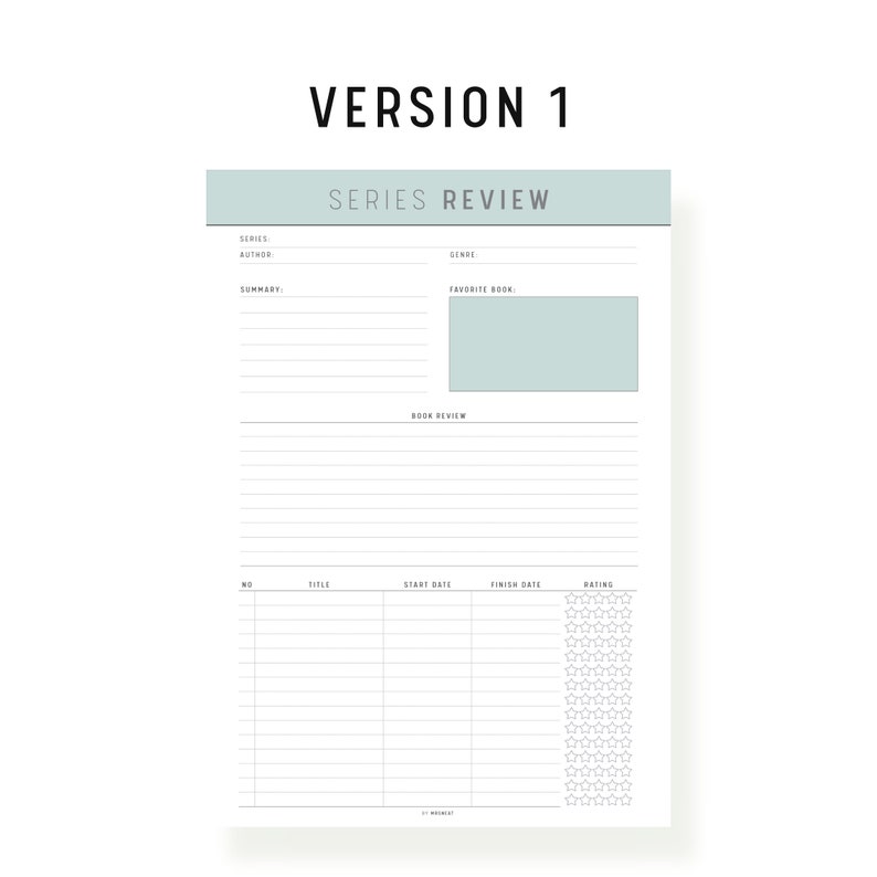 FILLABLE Book Series Review Template, PRINTABLE: 2 Versions, 5 Colors ...