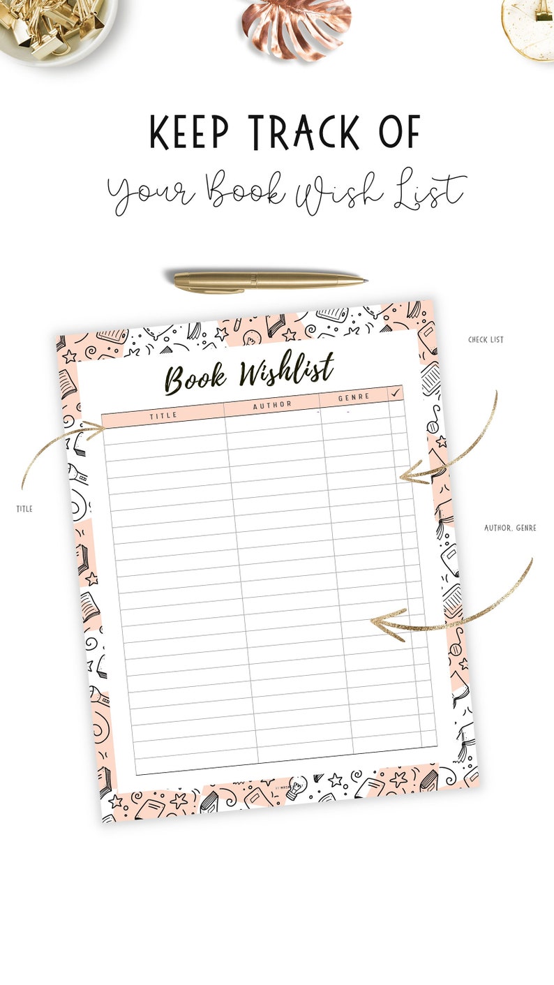Reading Wish List Printable, Book Wishlist Template, Reading Log ...