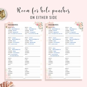 Floral Password Tracker Printable, Fillable Password Log, Password ...