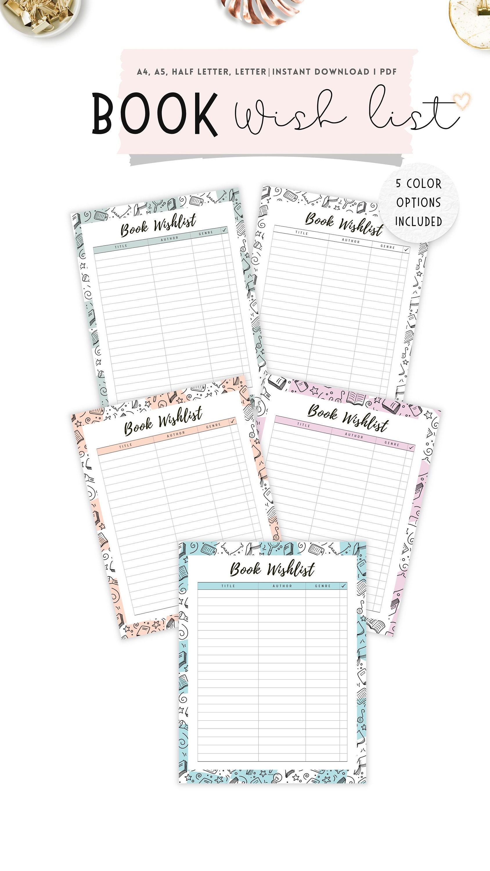 Reading Wish List Printable, Book Wishlist Template, Reading Log ...