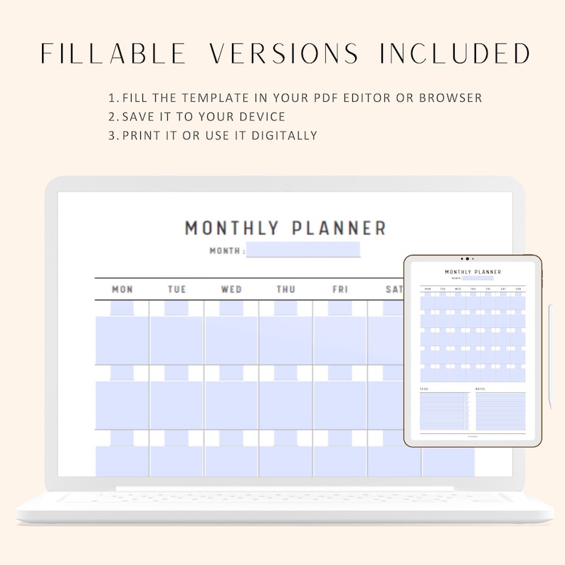 FILLABLE Minimalist Planner Bundle: Daily, Weekly, Monthly (printable ...