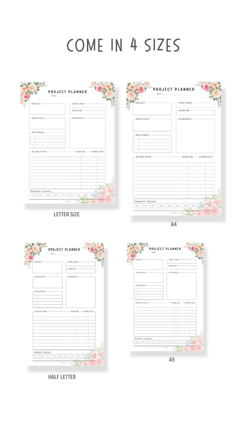 Project Planner Printable, Project Plan Template, PDF, A4, A5, Letter ...