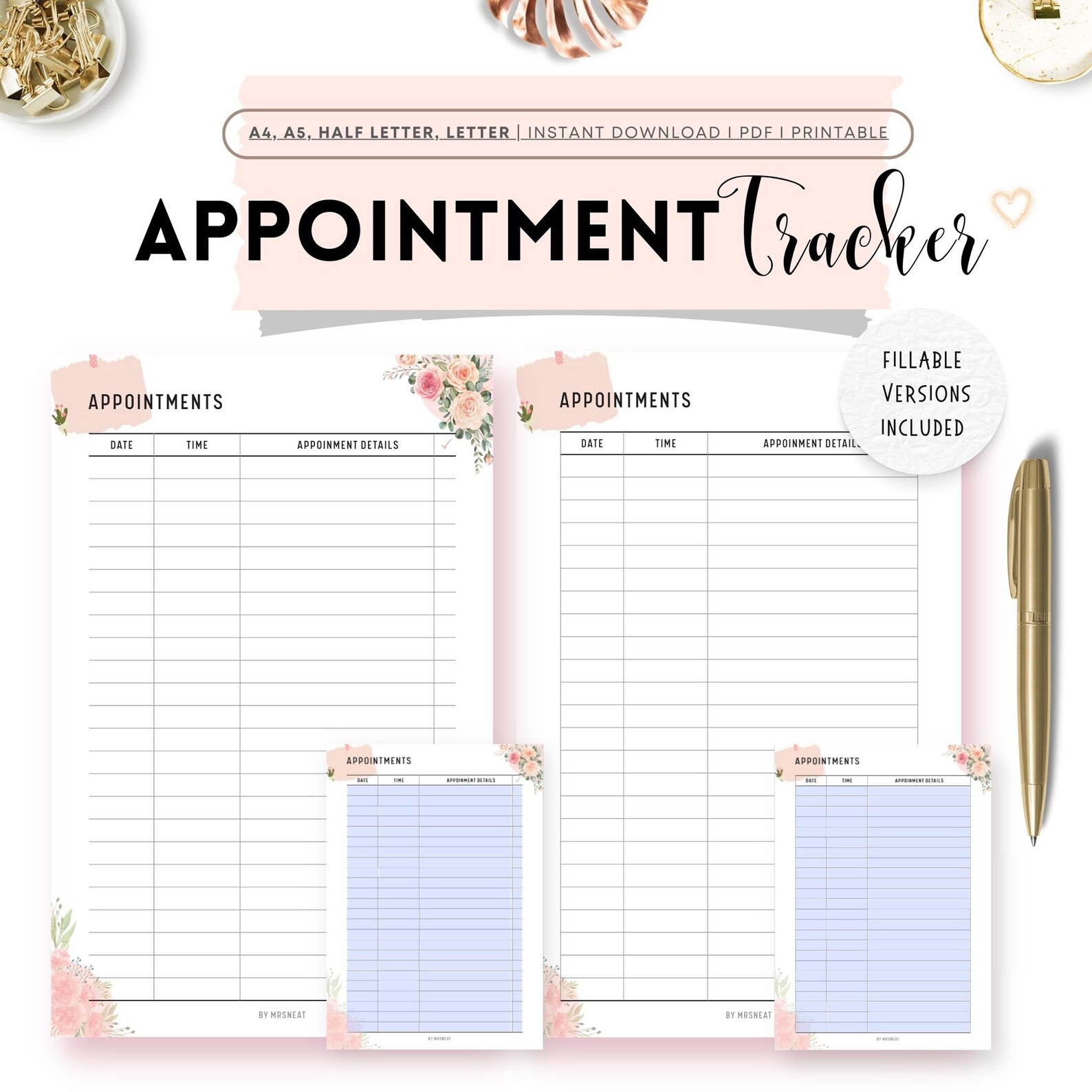 Fillable Appointment Tracker Printable, Appointment Tracker Template ...