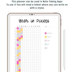 Year in Pixels Printable, Yearly Tracker Template, Day in Pixels, PDF ...
