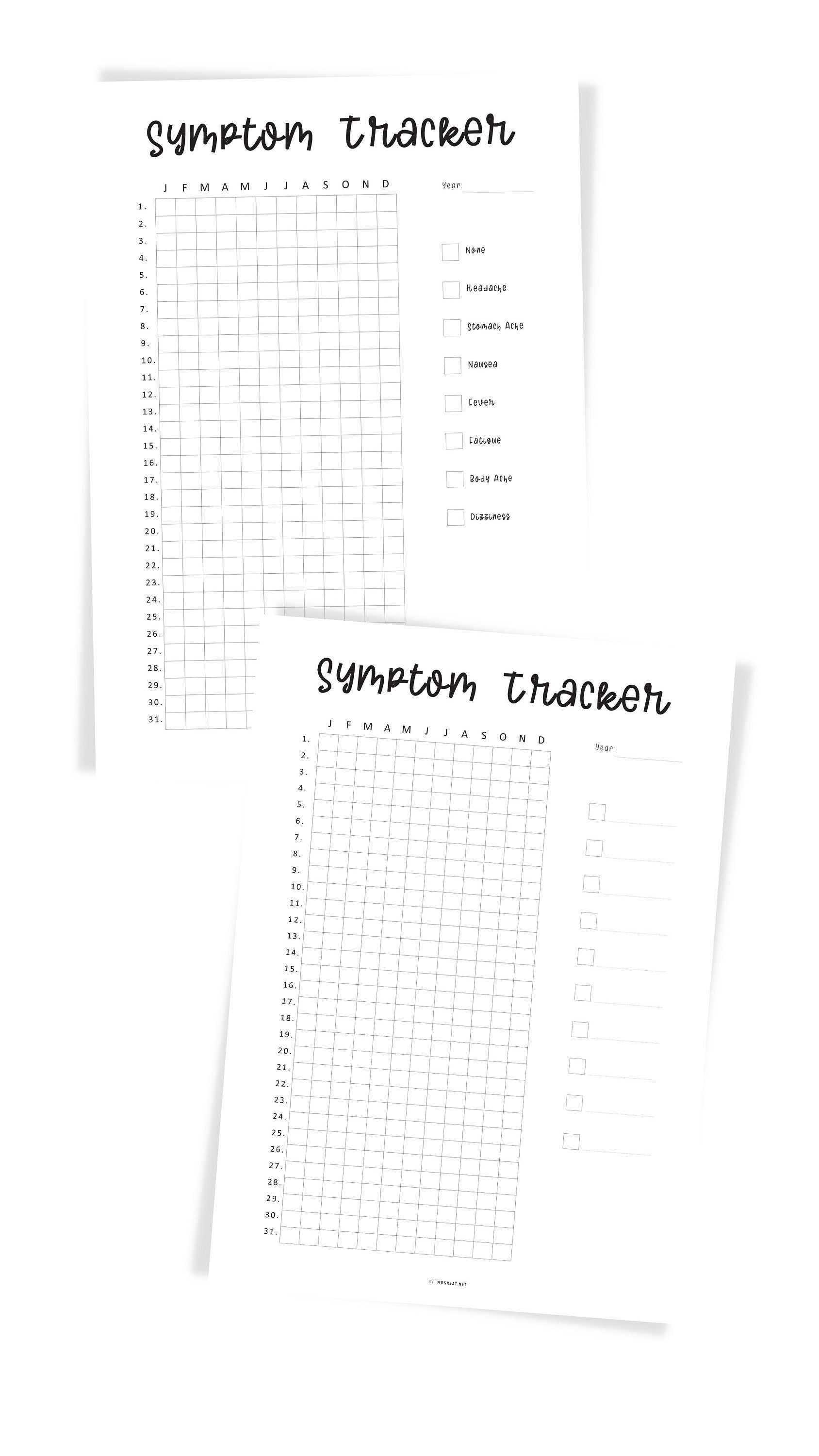 Symptom Tracker Printable, Wellness Planner, Symptom Tracker Journal ...