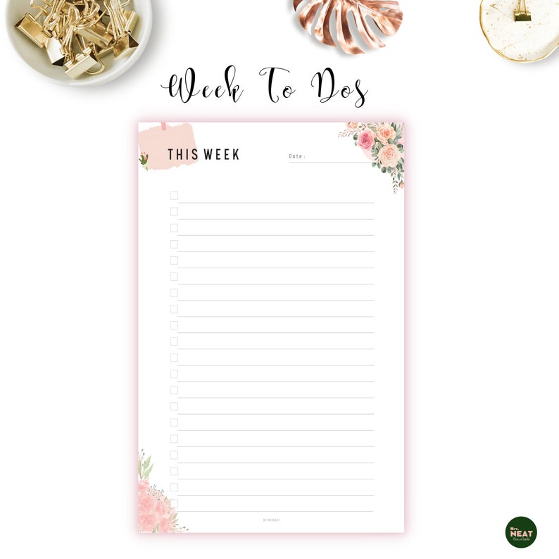 Floral to Do List Planner Printable Bundle 6 Pages Cover - Etsy