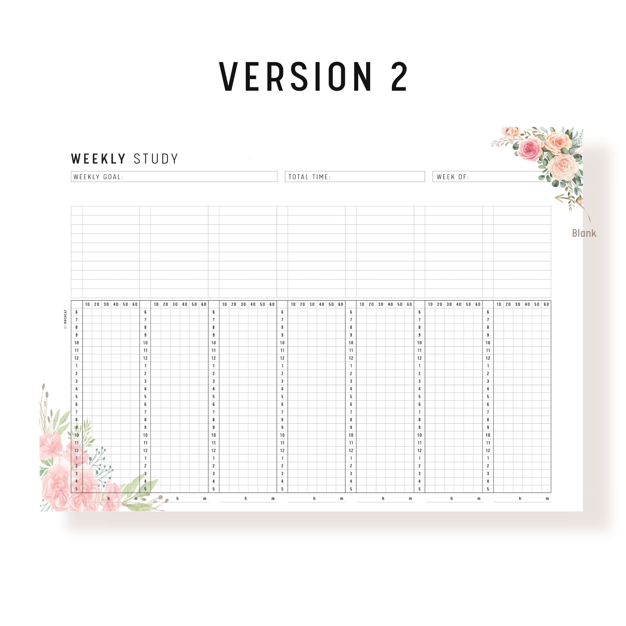 Weekly Study Planner Template Study Tracker Printable Floral - Etsy
