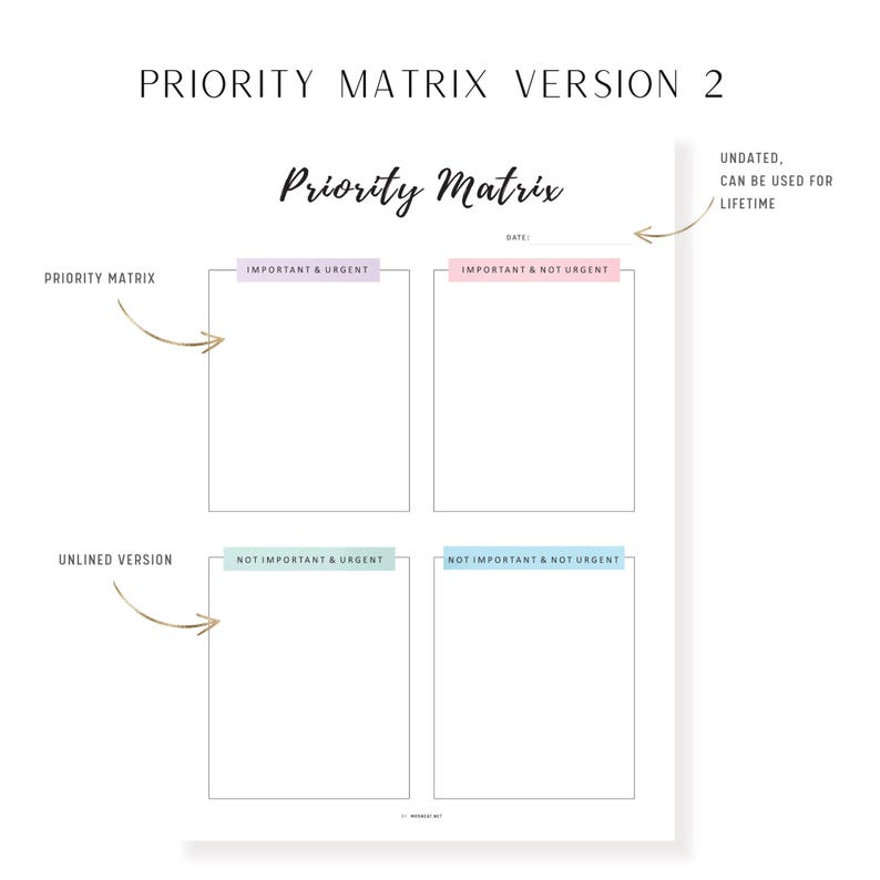 Priority Matrix PDF, Priority Planner, Priority Planner, Printable ...