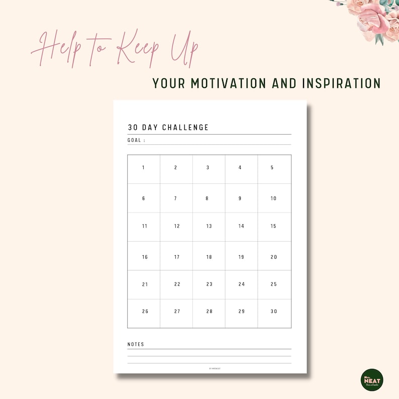 Fillable 30 Day Challenge Printable Planner, Goal Setting, Progress ...