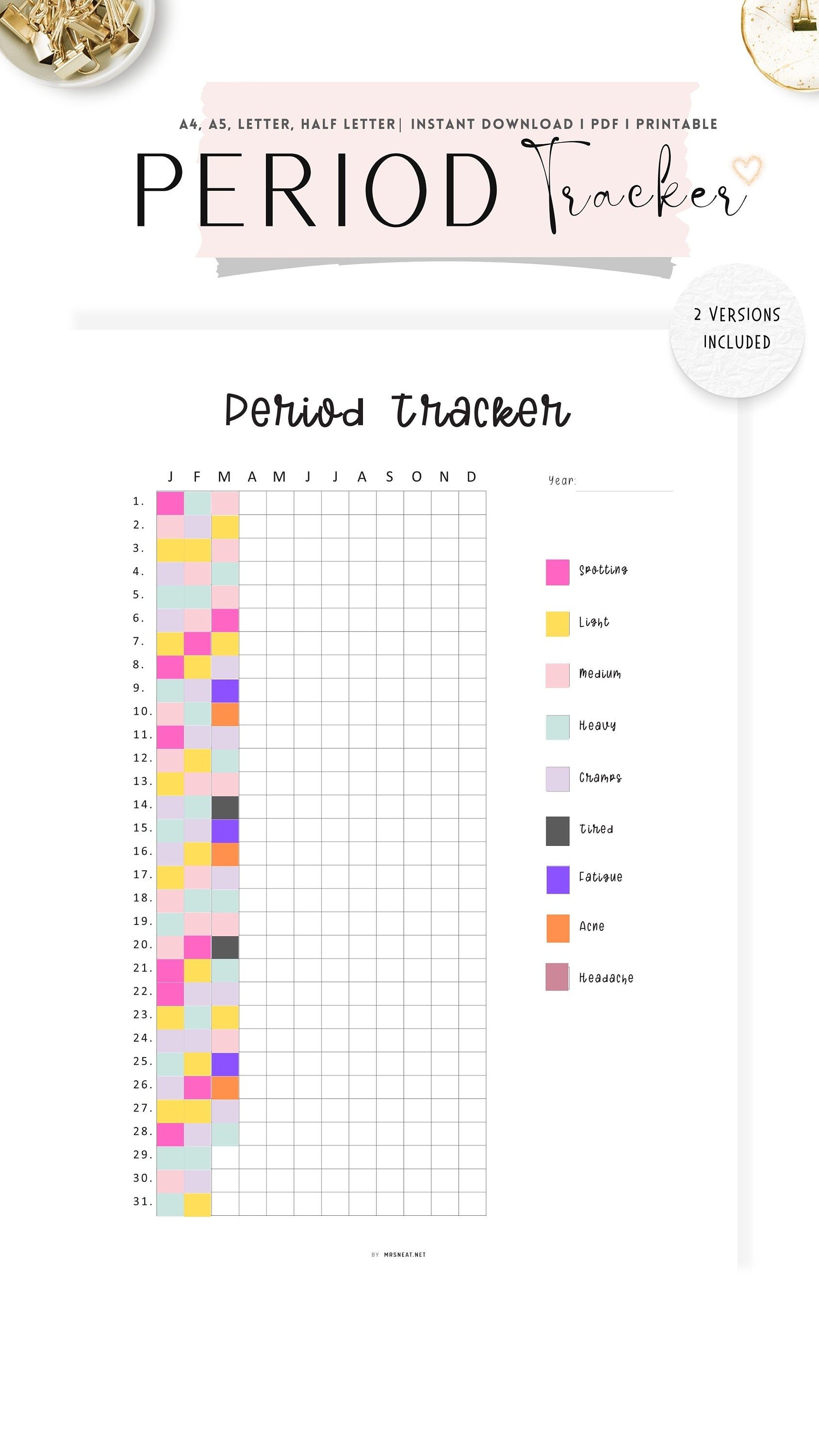 Period Tracker Printable, Period Tracker Journal, One Year Period in ...