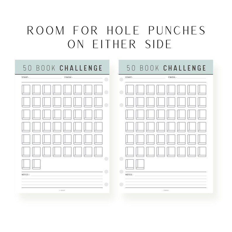 50 Book Reading Challenge Printable, Pdf, A4, A5, Letter, Half Letter ...