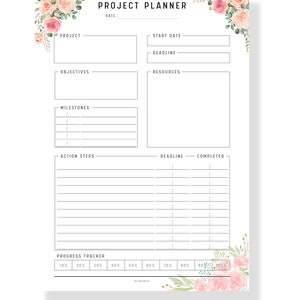 Project Planner Printable, Project Plan Template, PDF, A4, A5, Letter ...