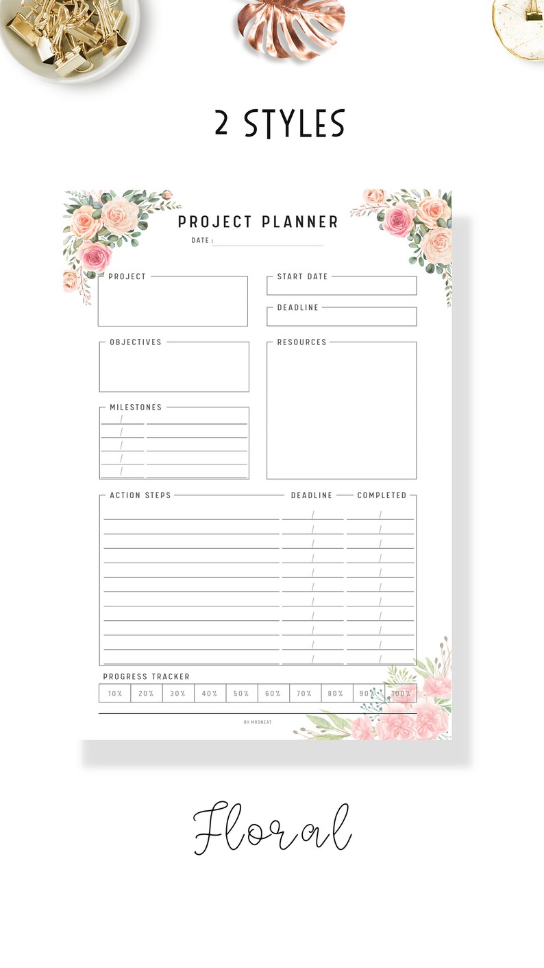 FILLABLE Project Planner PRINTABLE: Progress Tracker Template (PDF) - Etsy