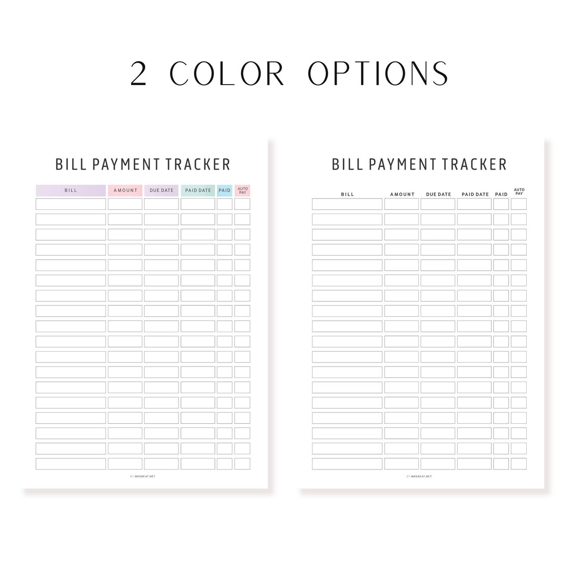 FILLABLE Bill Payment Tracker: Monthly Bill Checklist (PDF) - Etsy