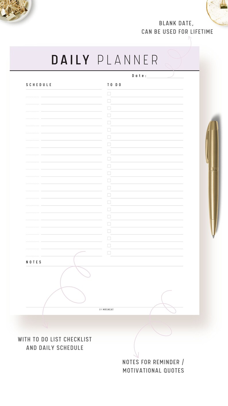 Minimalist Daily Planner Printable Colorful Daily Template - Etsy