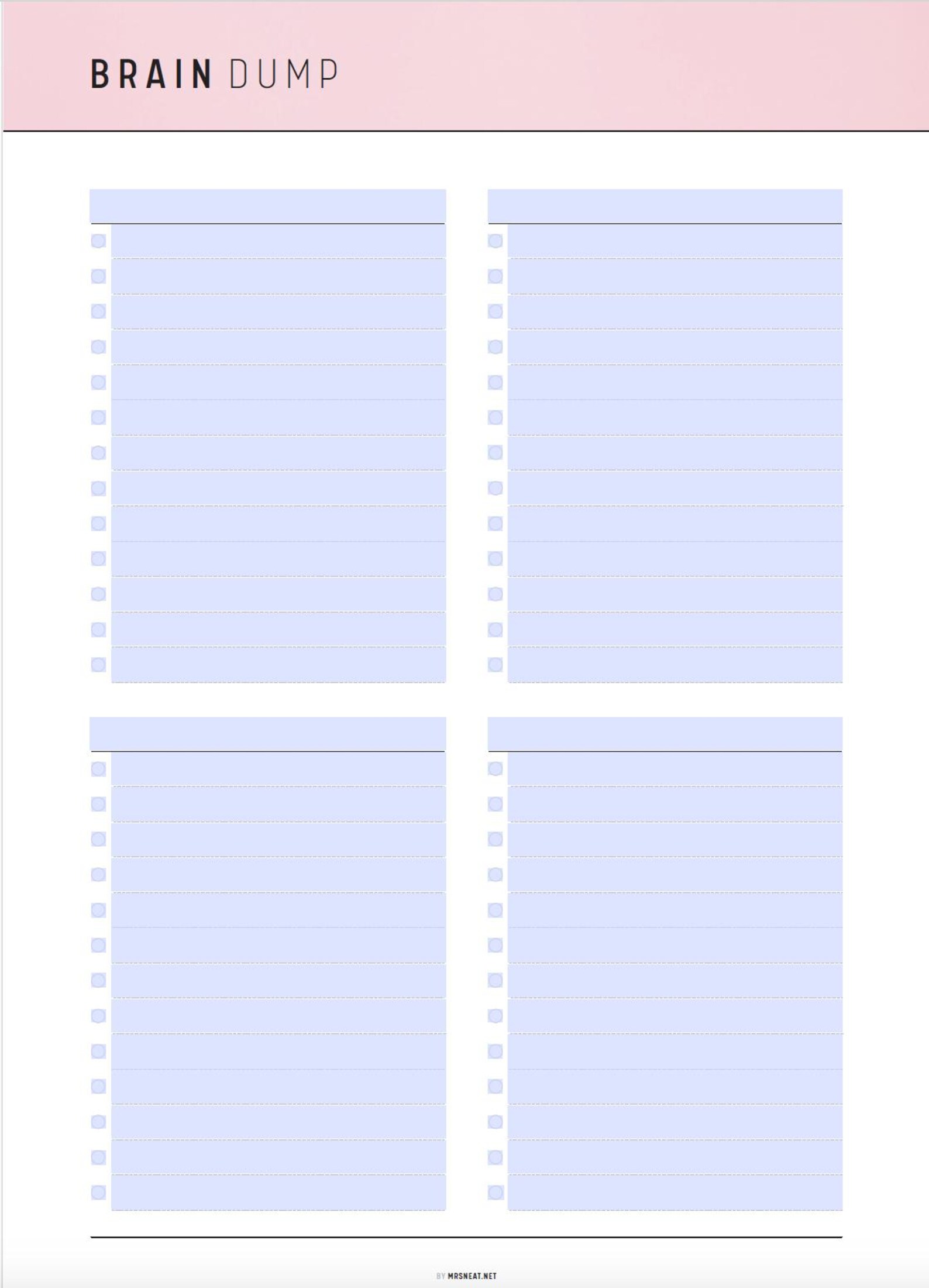 Fillable Brain Dump Template: Printable Planner (PDF) - Etsy