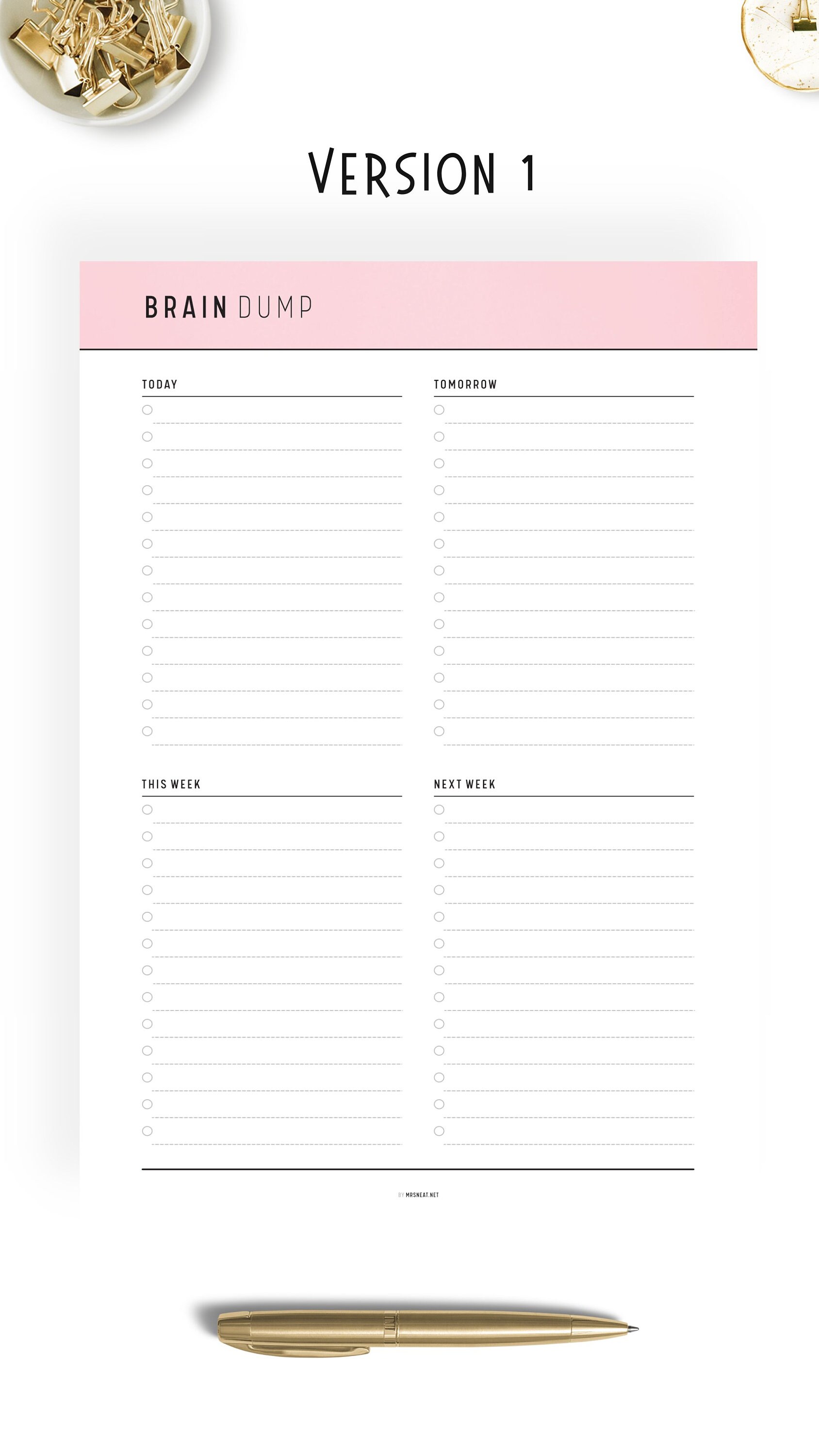 Fillable Brain Dump Template: Printable Planner (PDF) - Etsy