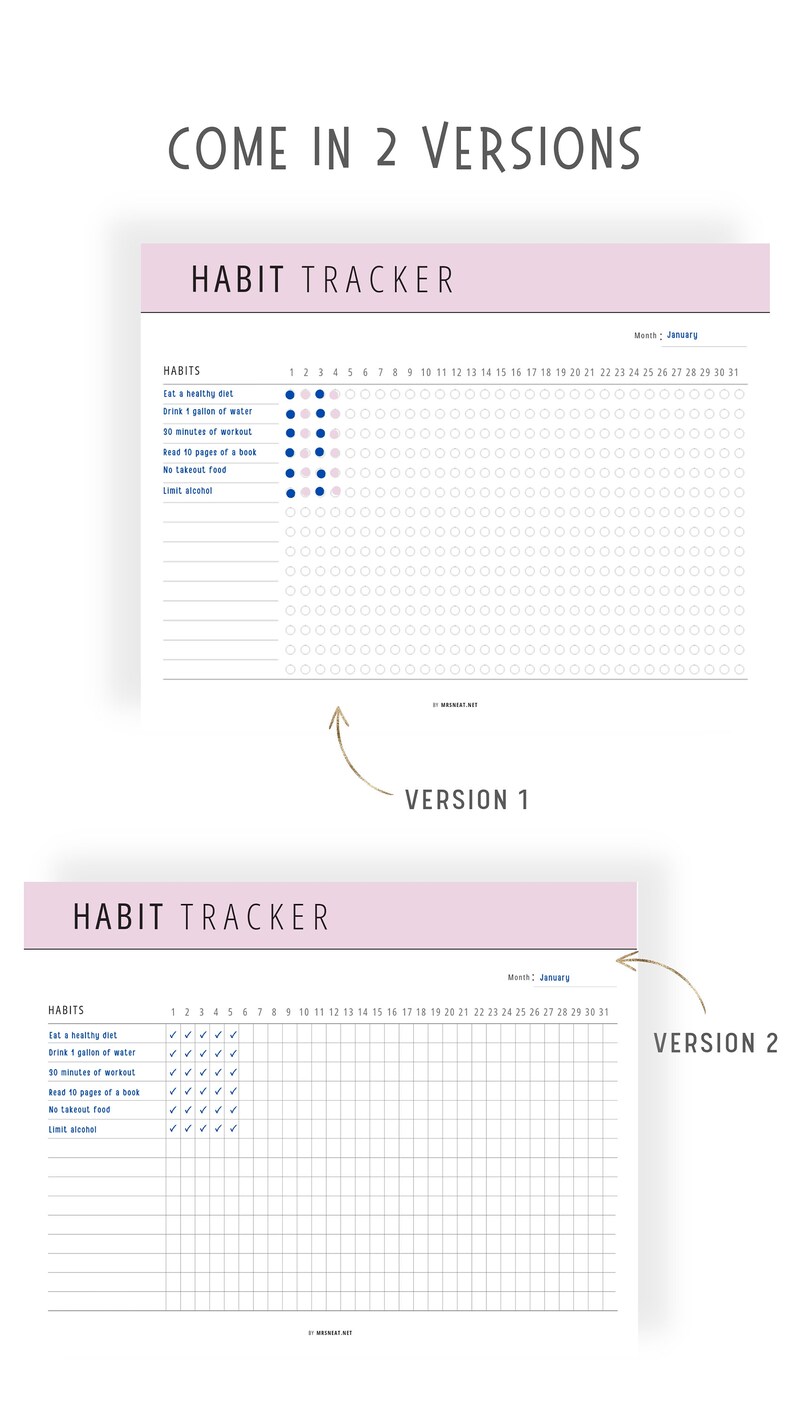 Monthly Habit Tracker PRINTABLE Landscape, Habit Tracker Template ...