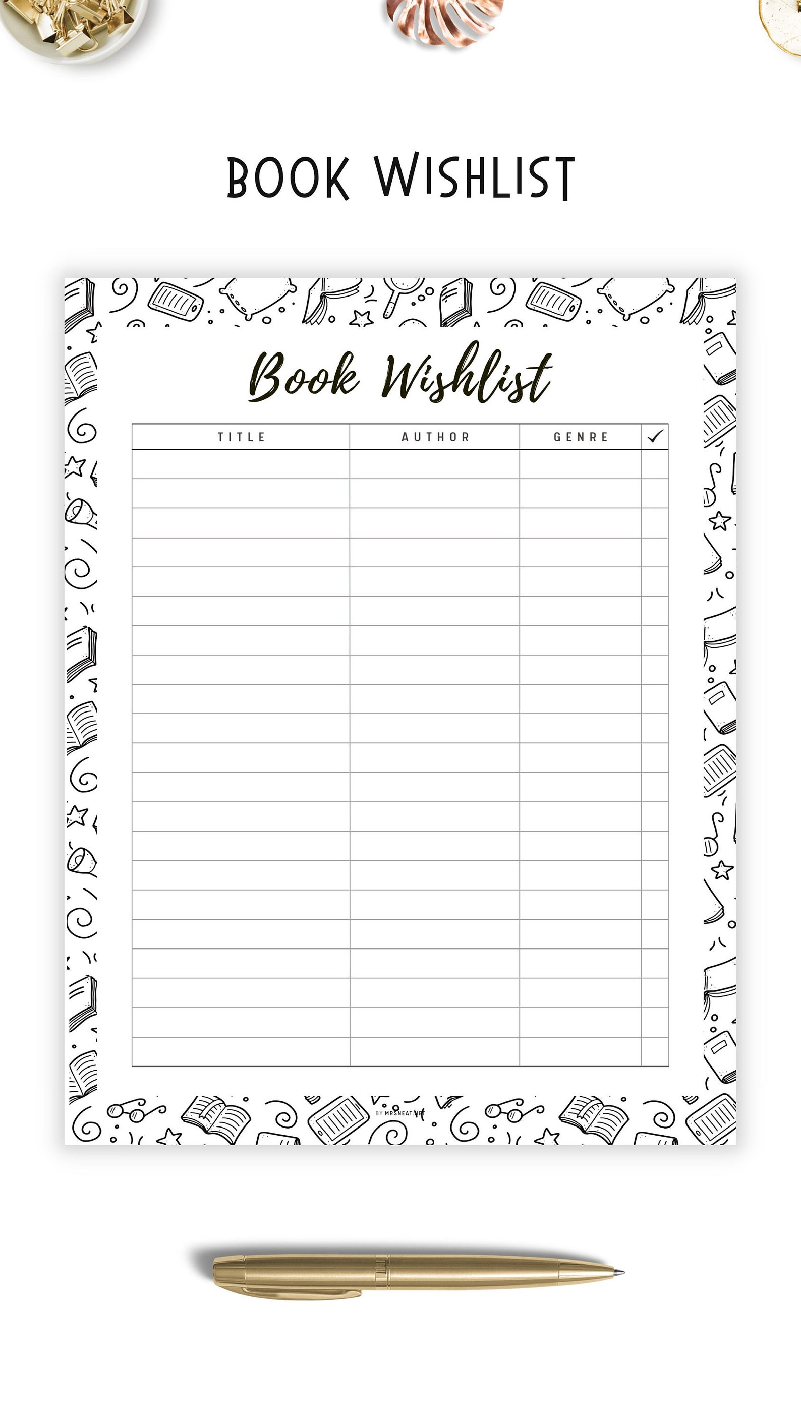 Reading Wish List Printable, Book Wishlist Template, Reading Log ...