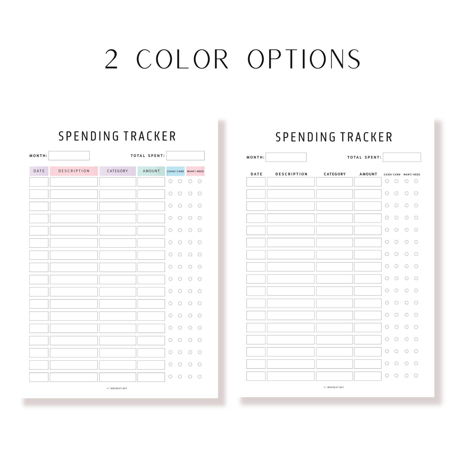 Fillable Spending Tracker Printable: Finance Expense Log (PDF) - Etsy