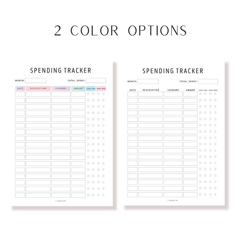 Fillable Spending Tracker Printable: Finance Expense Log (PDF) - Etsy