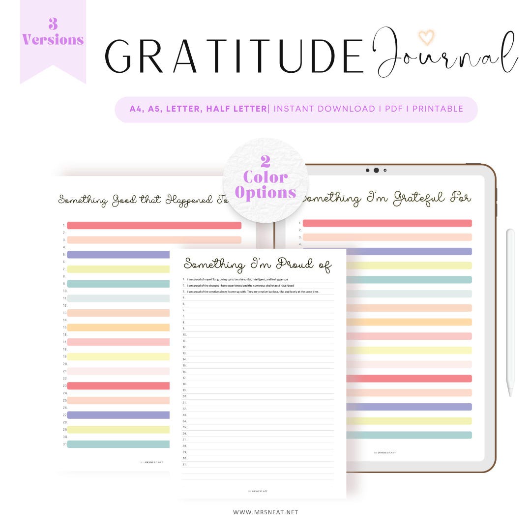 FILLABLE Gratitude Journal PRINTABLE: Wellness & Mindfulness (PDF ...