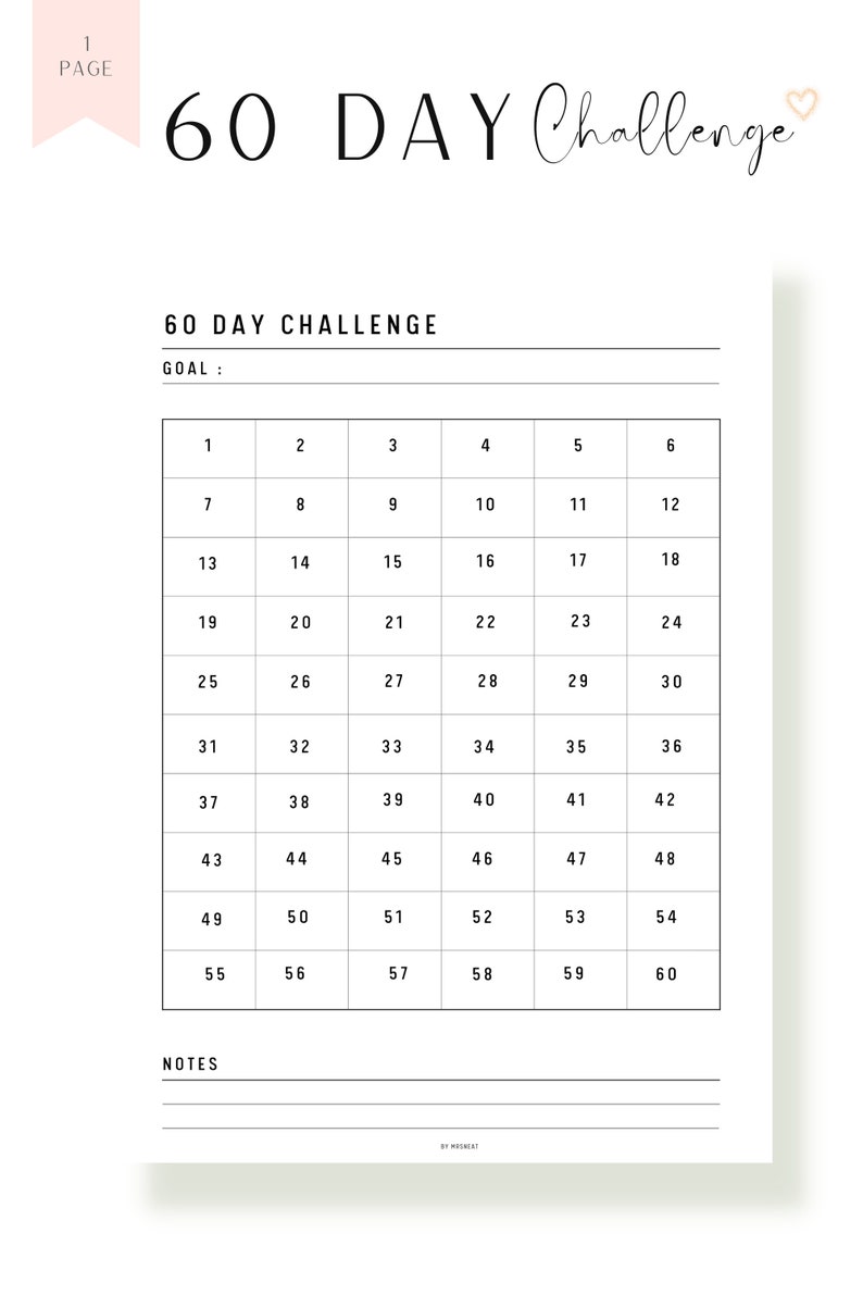 30, 60, 90 and 100 Day Habit Tracker, Habit Challenge Printable, PDF ...
