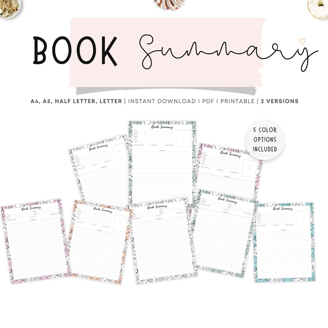 Book Summary Printable, Reading Journal, Reading Summary Sheet, Reading ...