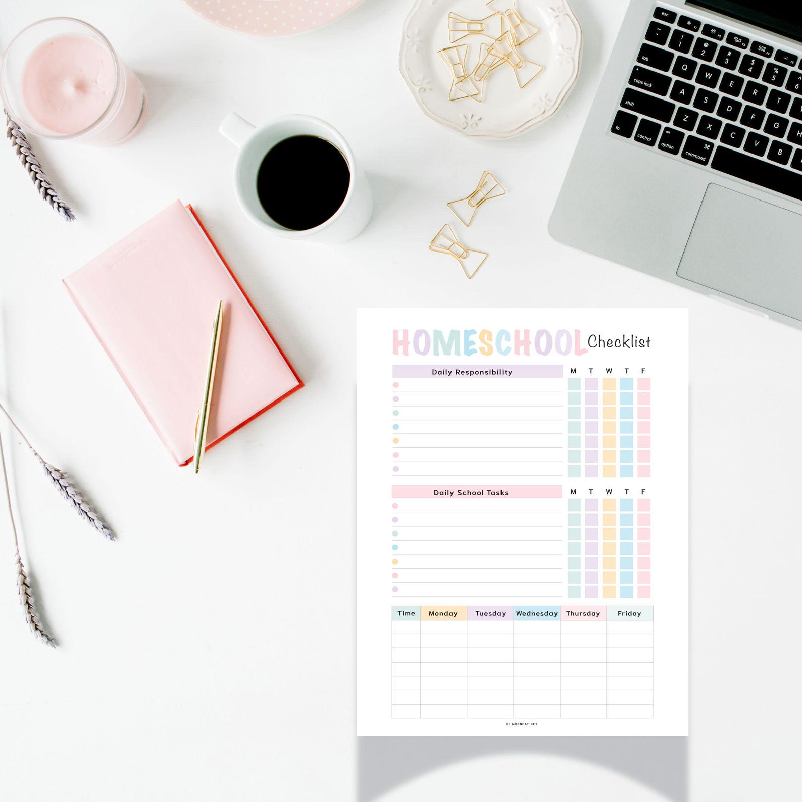 FILLABLE Homeschool Checklist: Daily Schedule Template (PDF) - Etsy