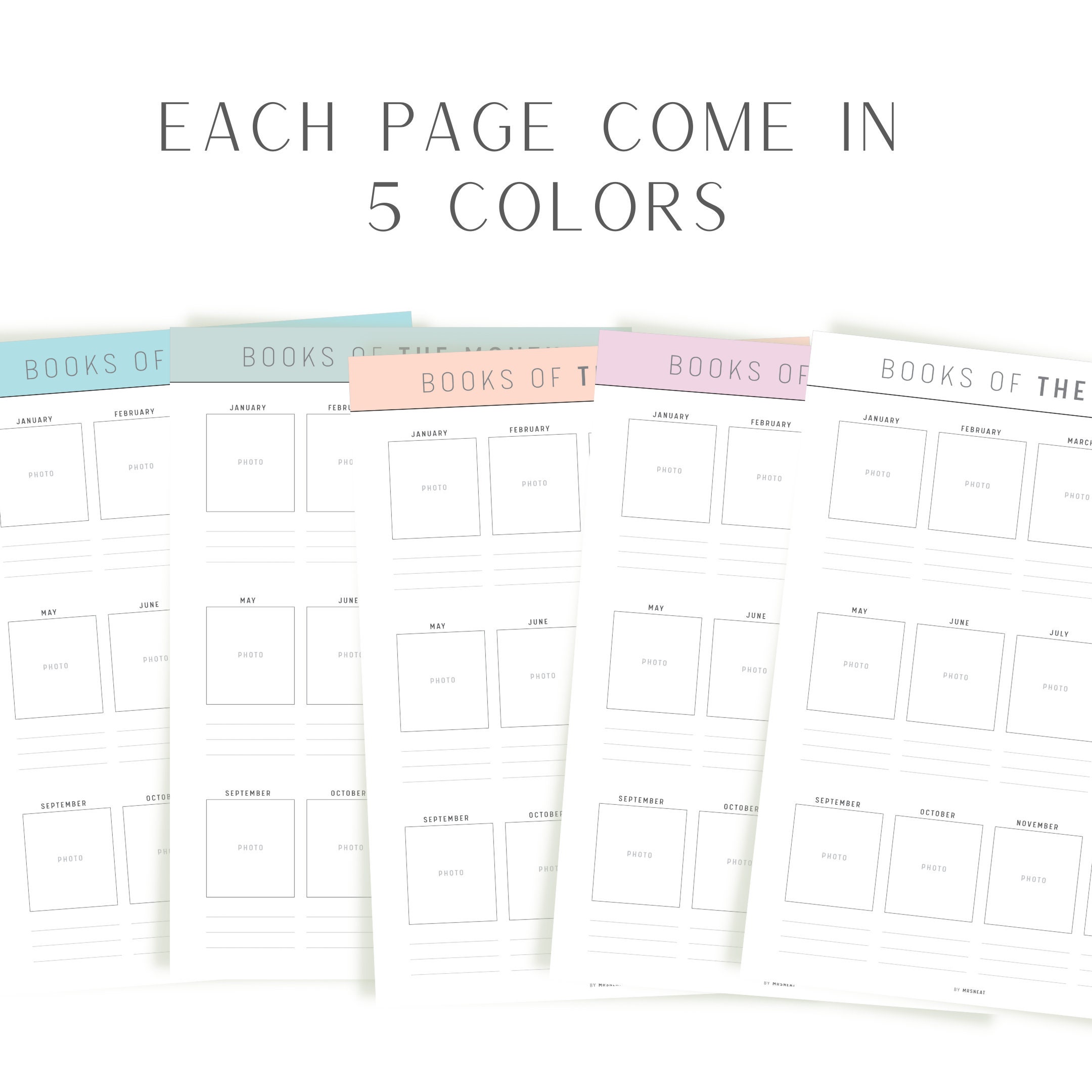 Book of the Month Template, Reading Tracker Template Printable, Pdf, A4 ...