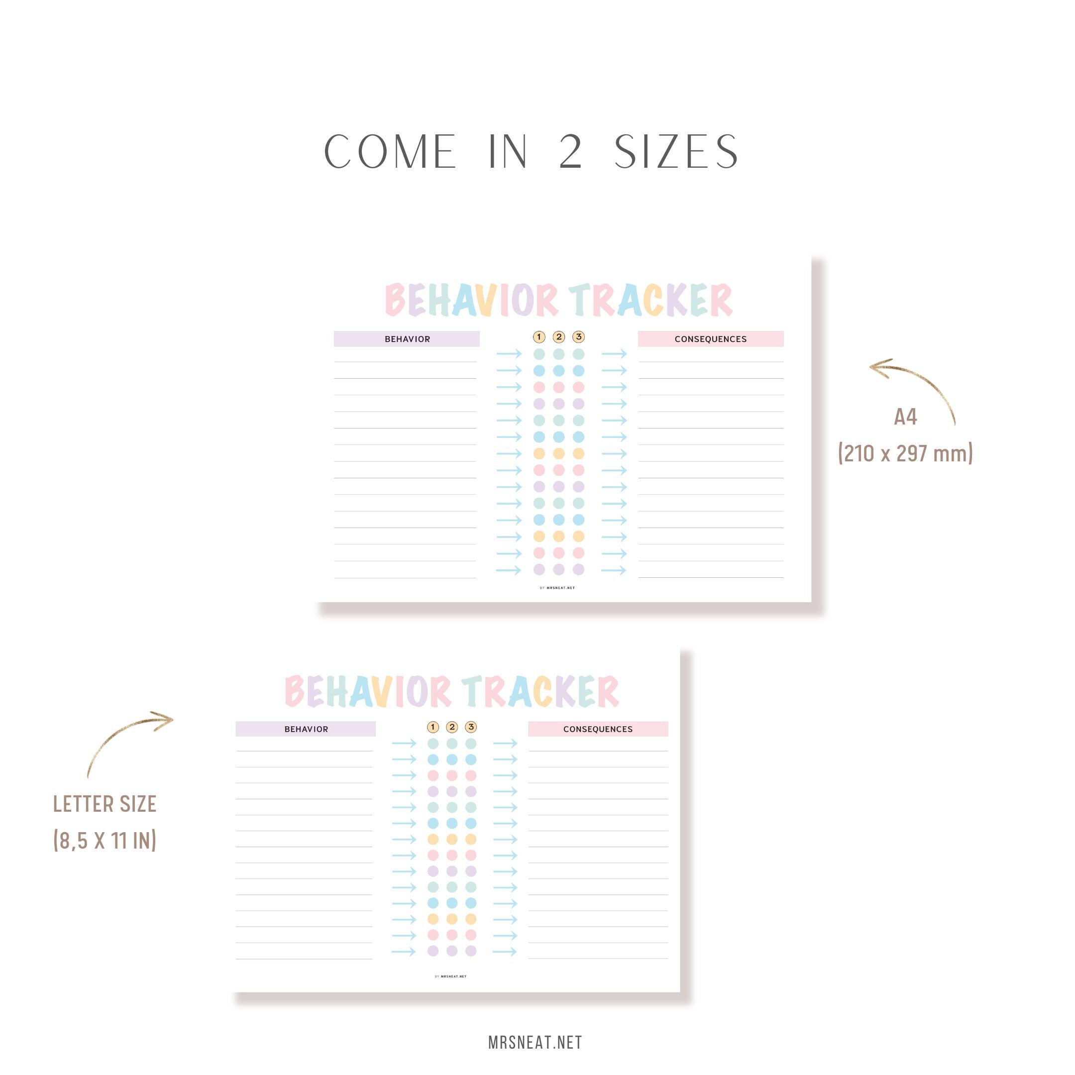 FILLABLE Behavior Chart for Kids: PRINTABLE Behavior Tracker (PDF) - Etsy