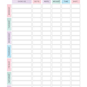 Editable Weekly Workout Log Printable, Daily Workout Planner, Exercise ...