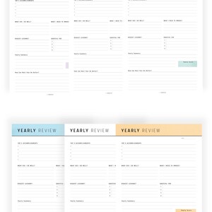 Fillable Yearly Review Printable, Yearly Journal, Yearly Overview ...