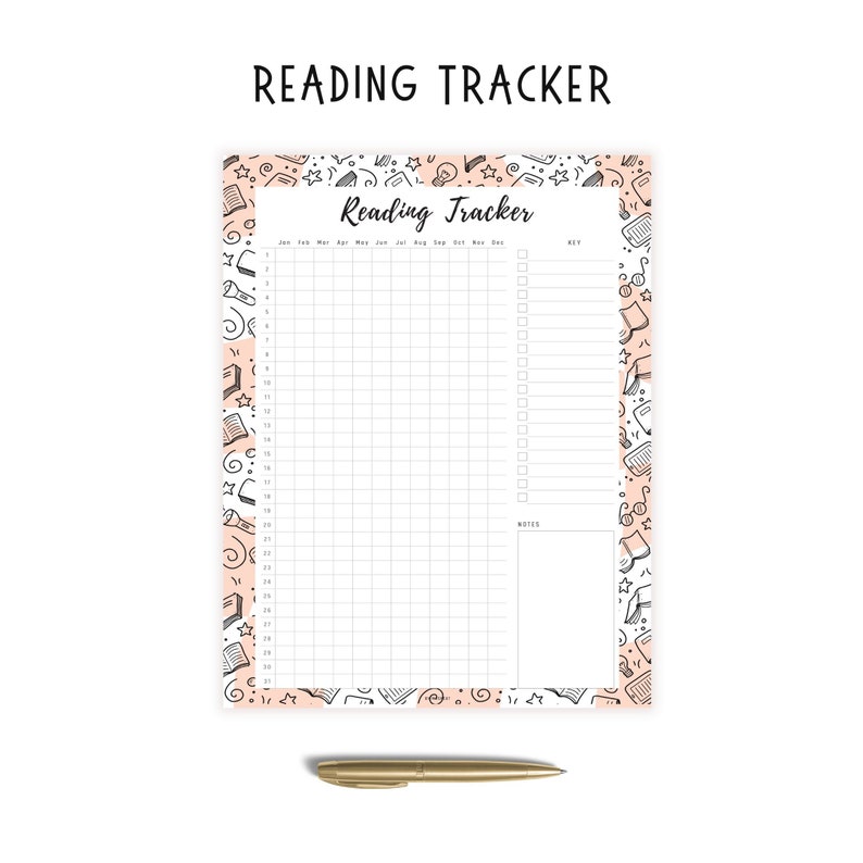 Reading Tracker PRINTABLE: One Year, 5 Colors (A4, A5, Letter, Half ...