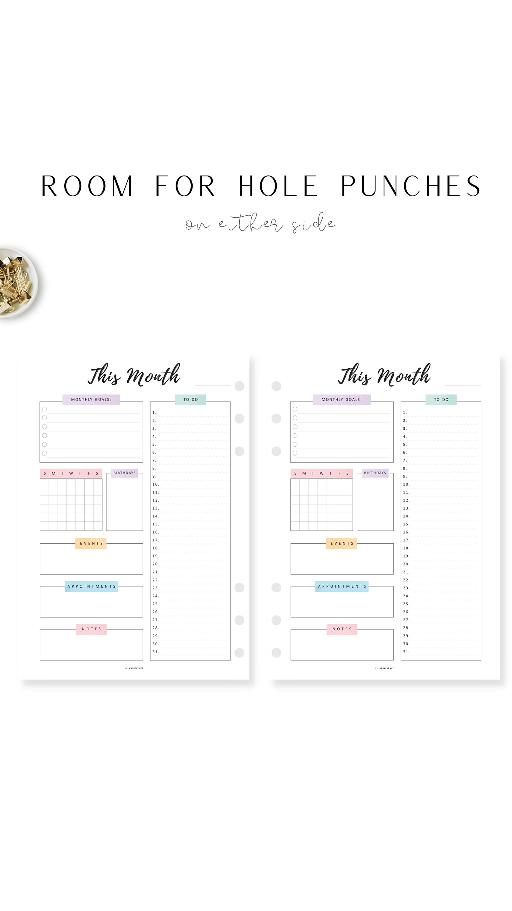 FILLABLE Monthly Planner Template PRINTABLE, Monthly Organizer, Monthly ...