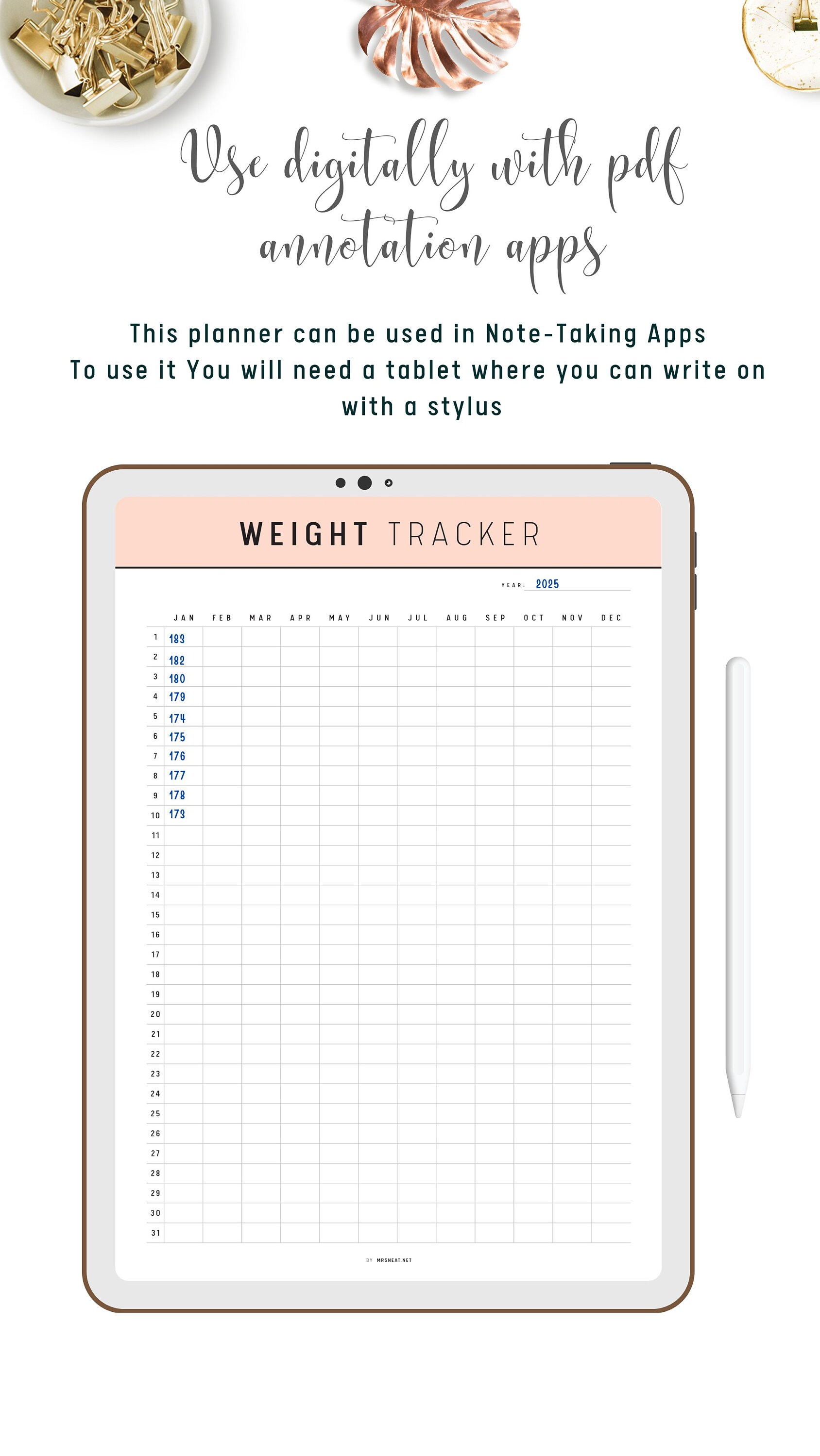 365 Day Weight Tracker Printable, Daily Weight Journal, Weight Loss ...