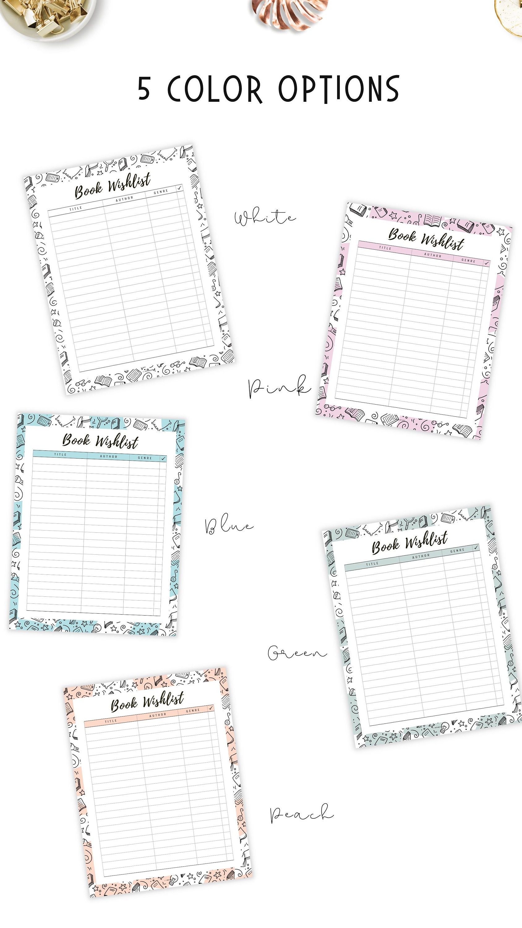 Reading Wish List Printable, Book Wishlist Template, Reading Log ...