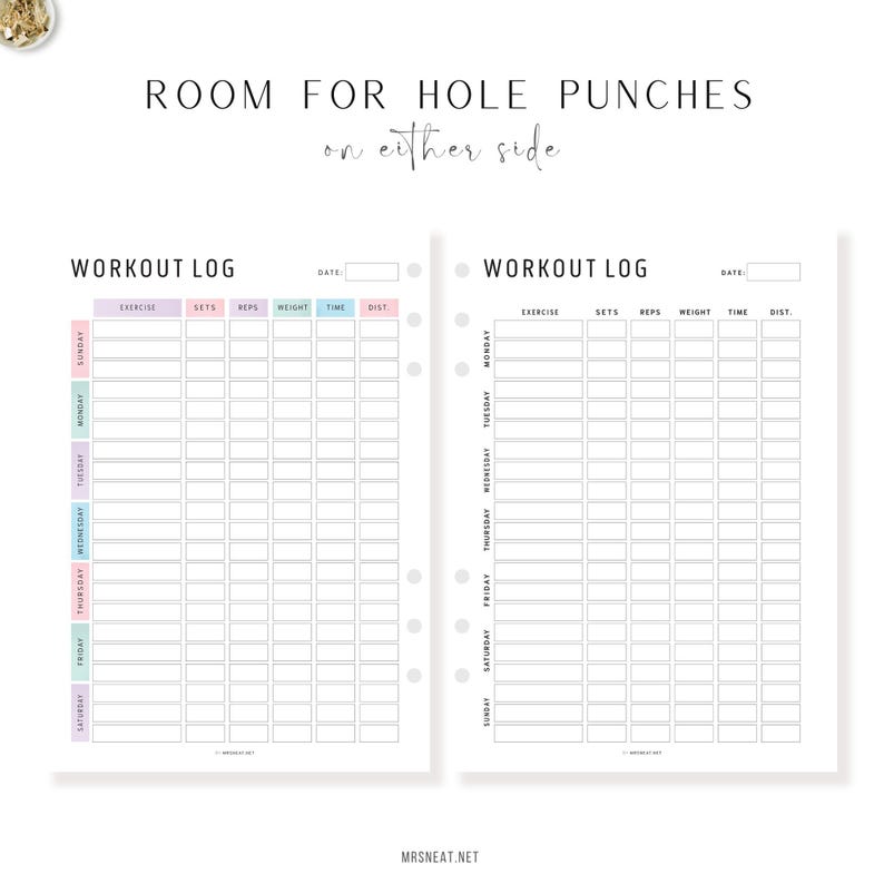 Weekly Workout Log PRINTABLE, Daily Workout Planner, Exercise Log ...