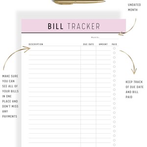 Bill Payment Tracker Printable, Spending Tracker Template, PDF, A4, A5 ...