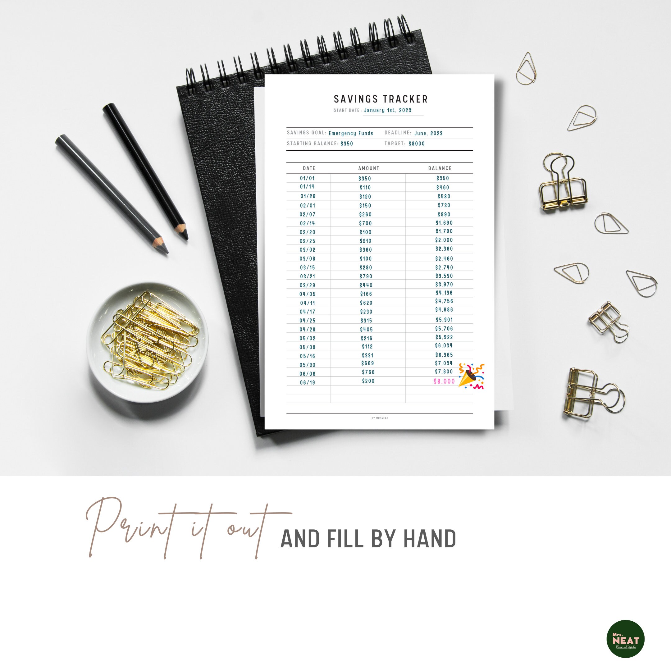 Savings Tracker Printable, Savings Tracker, Saving Goal Tracker ...
