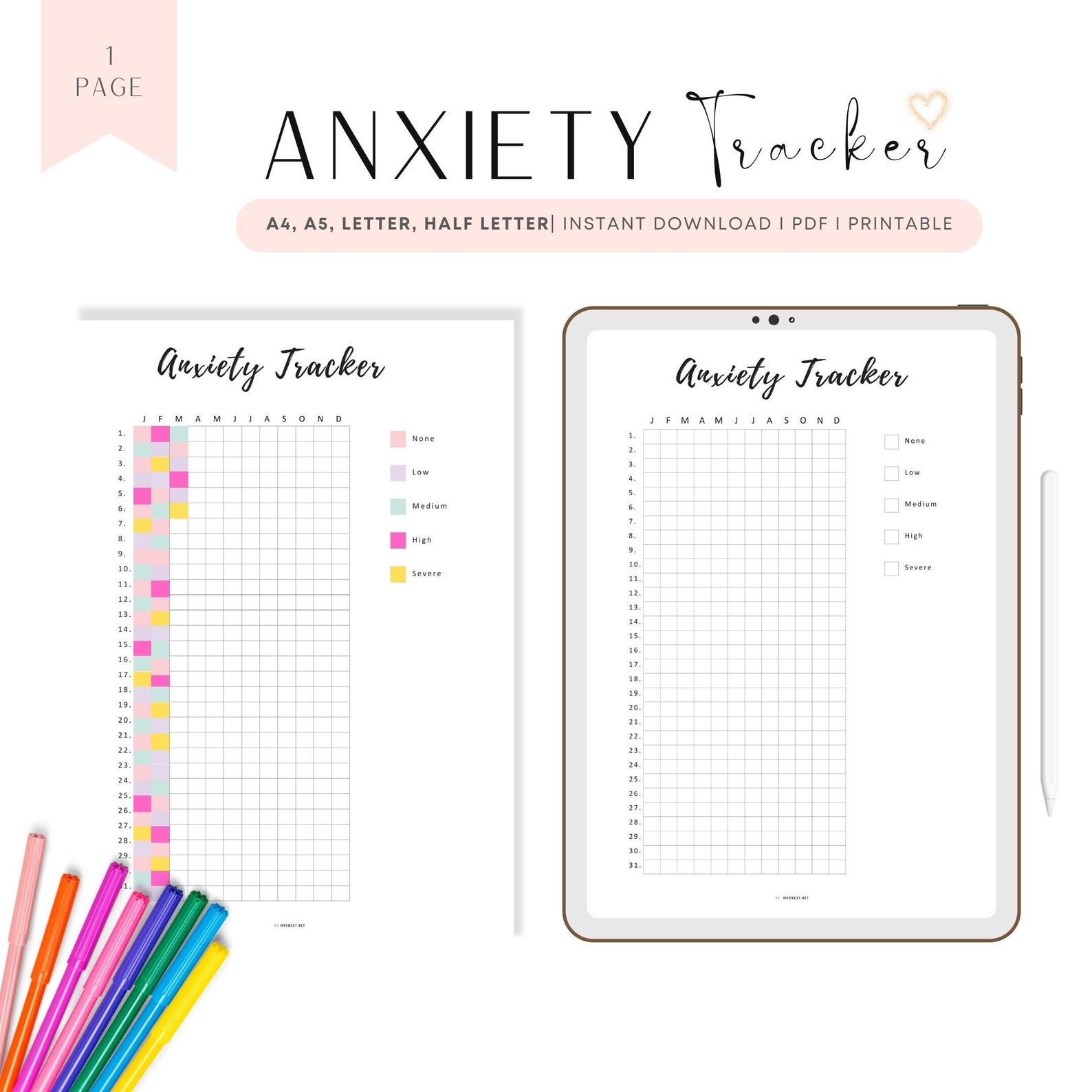 Anxiety Tracker Printable, Anxiety Journal, Hack Your Anxiety, Anxiety ...
