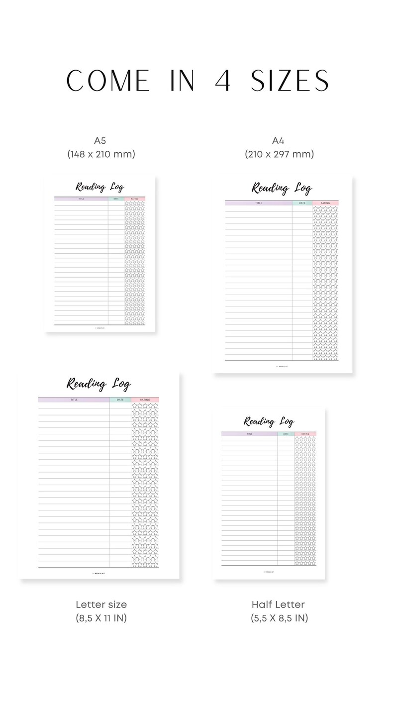 Reading Log Printable, Reading Log Journal, Reading Tracker, Colorful ...