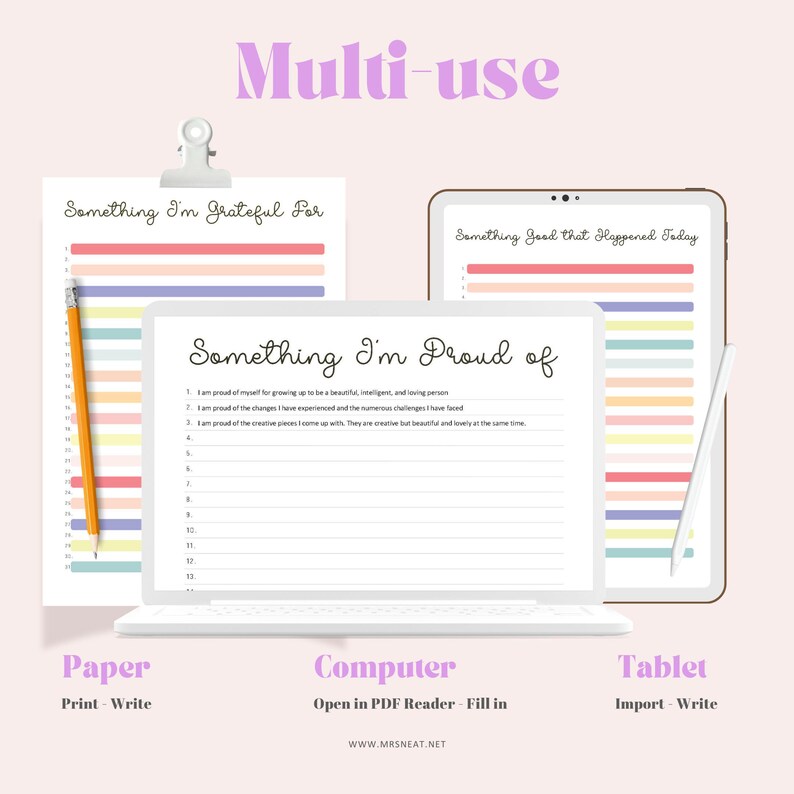 FILLABLE Gratitude Journal PRINTABLE: Wellness & Mindfulness (PDF ...