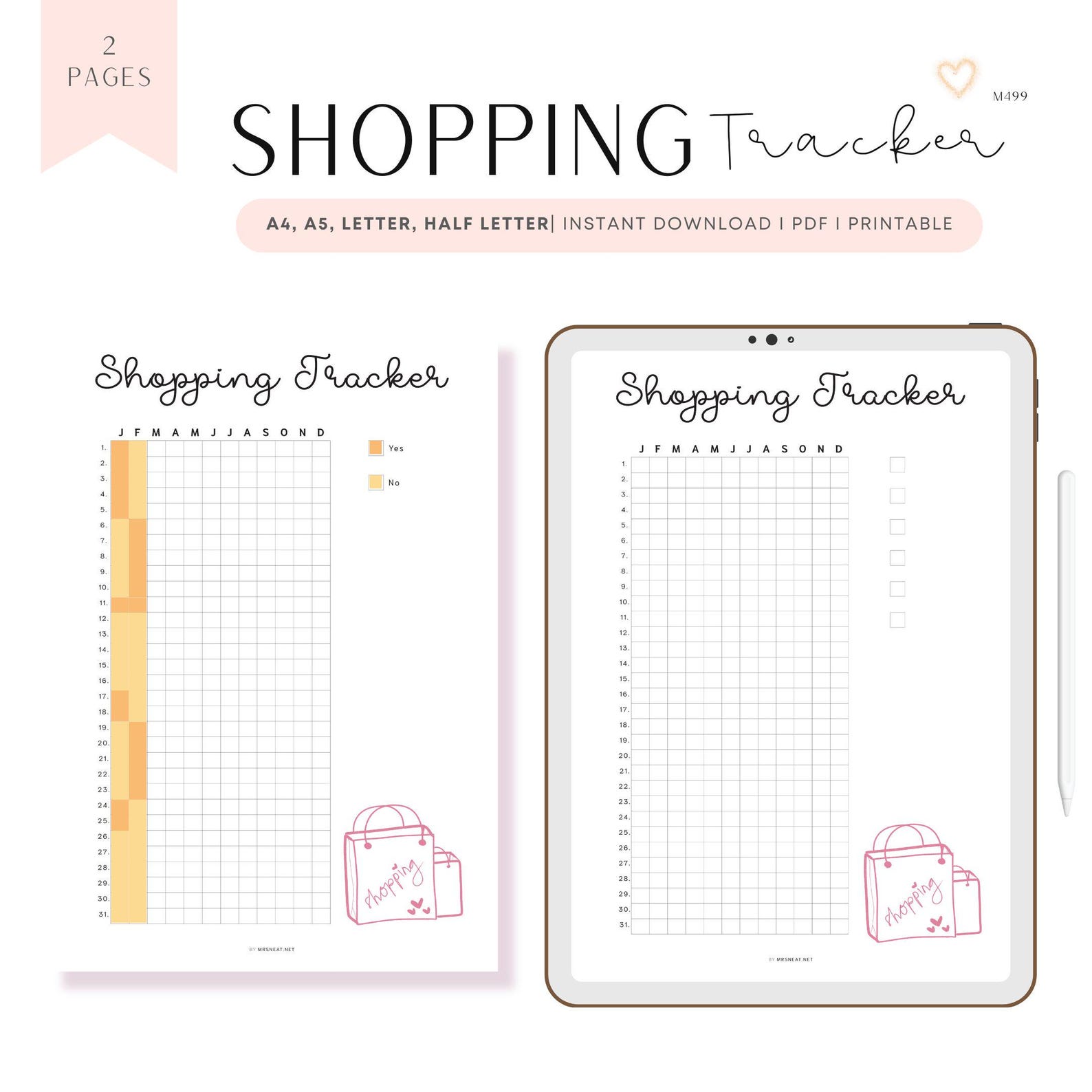 Shopping Tracker Printable: Spending Habit Journal (a4/a5/letter/hl PDF ...
