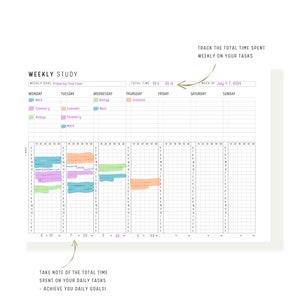 Weekly Study Planner Template, Study Tracker Printable, Weekly Schedule ...