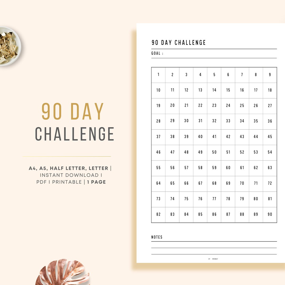 90 Day Challenge Printable, Goal Setting, Good Habits, Habit Forming ...