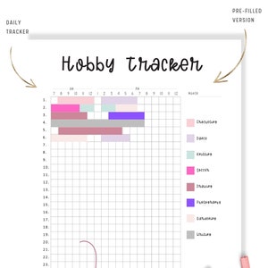 Monthly Hobby Tracker Template, Daily Hobby Tracker, Self Care Journal ...