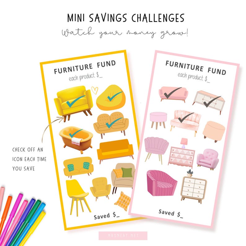 New Furniture Savings Challenge, A6 Cash Envelopes, Printable Budget ...