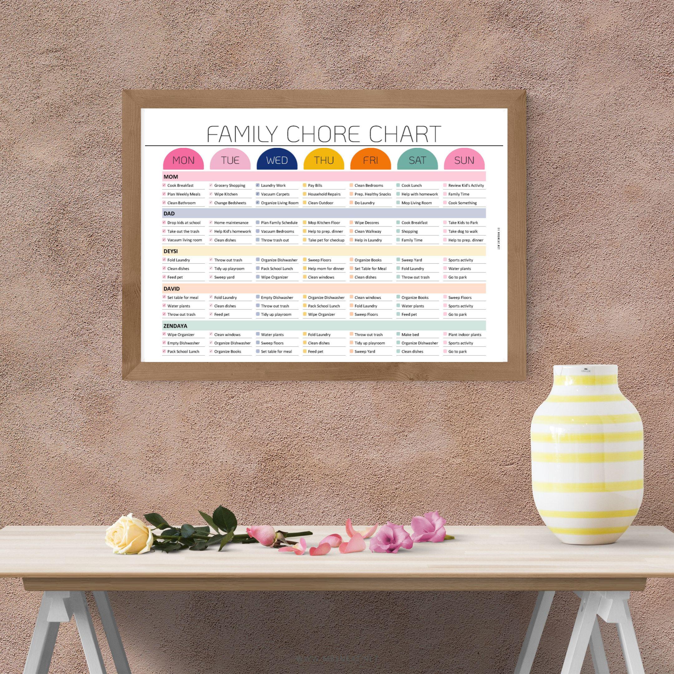 Family Chore Chart: FILLABLE Weekly Planner (printable PDF) - Etsy
